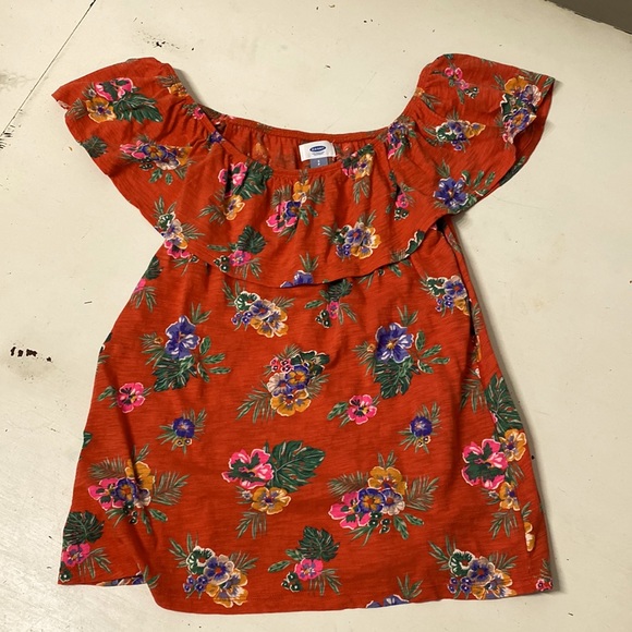 Old Navy | Tops | Orange Floral Top | Poshmark
